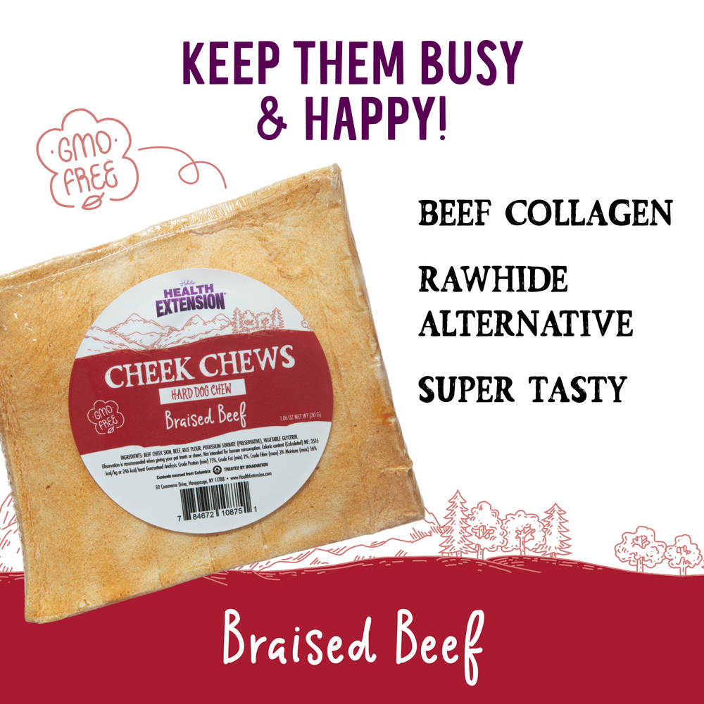 Health Extension Cheek Chews Braised Beef for Dogs